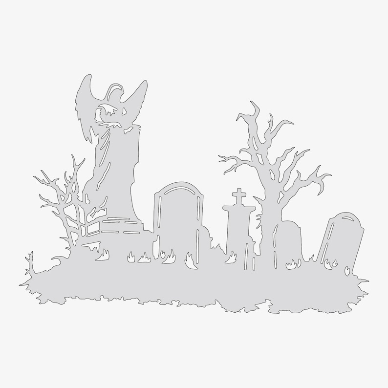 Cemetery #1 - Reusable Airbrush Stencil Template - Etsy