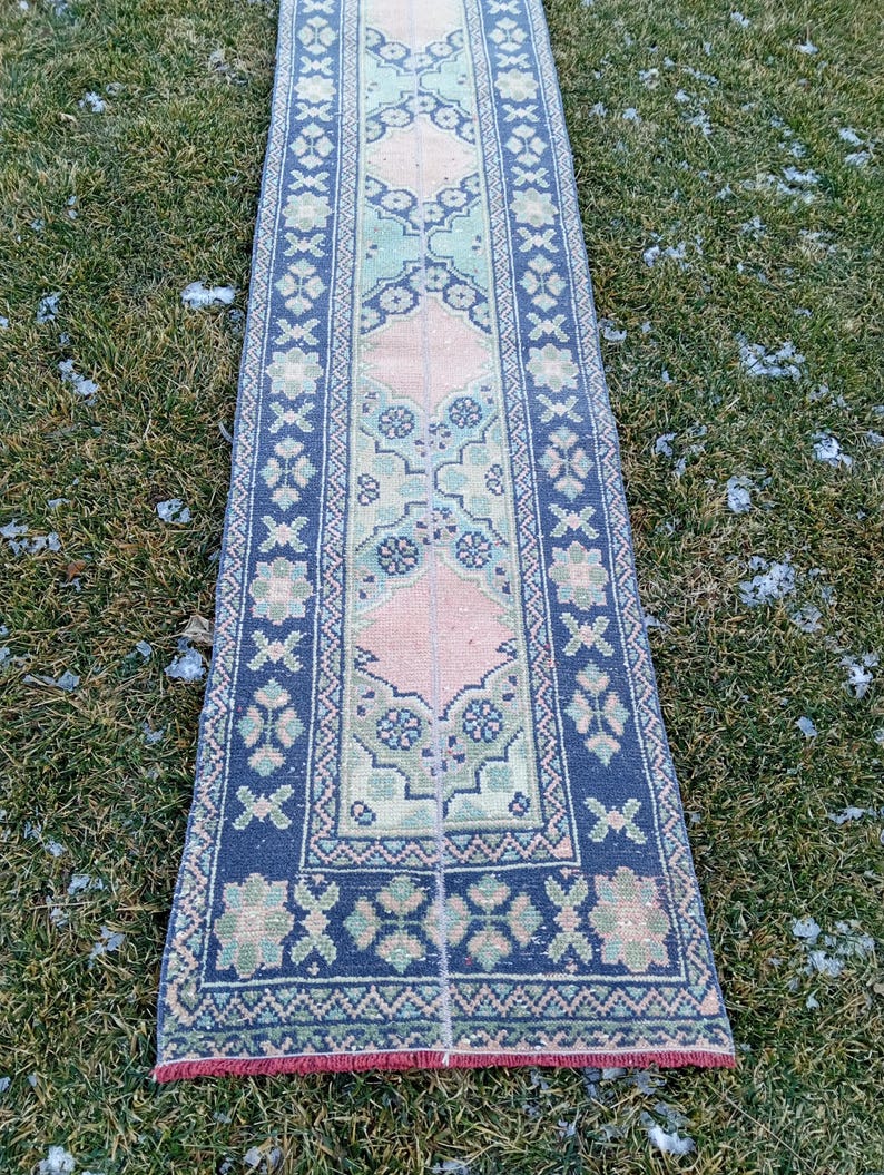 Vintage Turkish Wool Runner Rugs : 2x18.8 Ft, 1970s Patchwork Style - Etsy