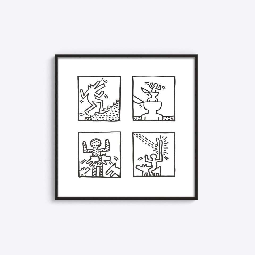 Keith Haring: Untitled (4 Drawings) II 1982, Keith Haring Art, Square ...