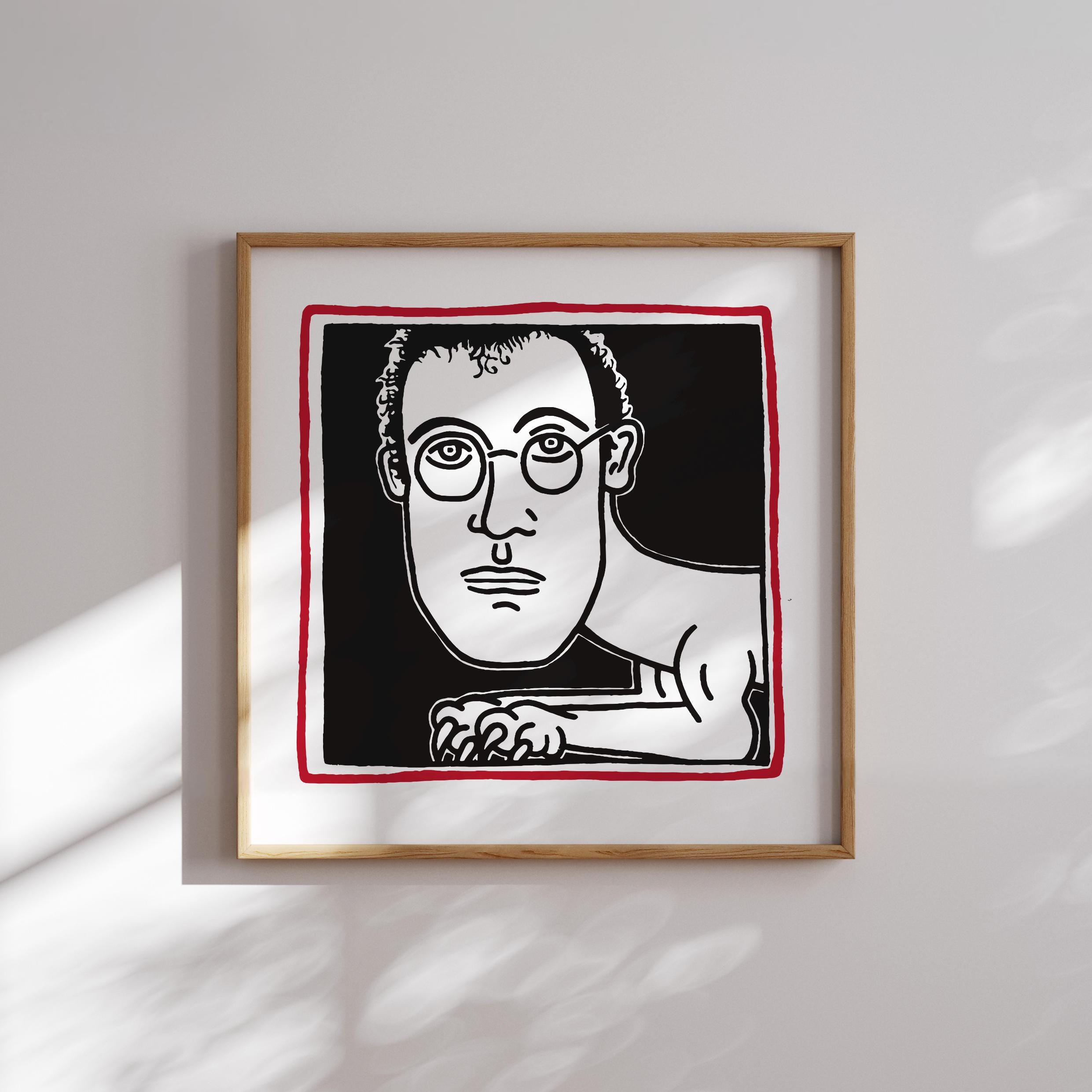 Keith Haring: Self Portrait 1985 (invitation to Palladium Dinner ...