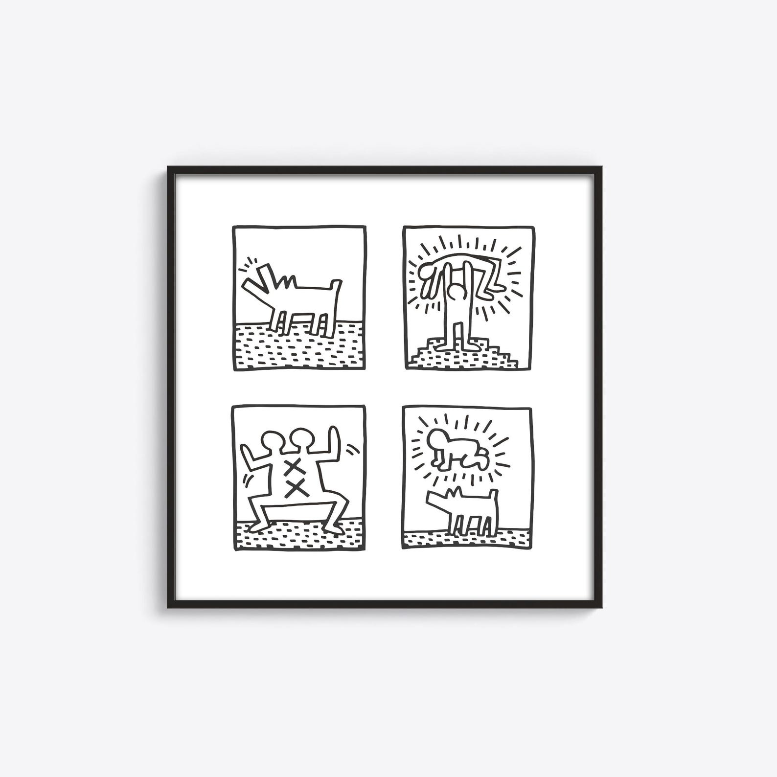 Keith Haring: Untitled (4 Drawings) III 1982, Keith Haring Art, Square ...