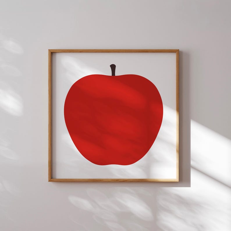 Enzo Mari: La Mela, Apple Graphic Print, Apple Illustration, Square ...