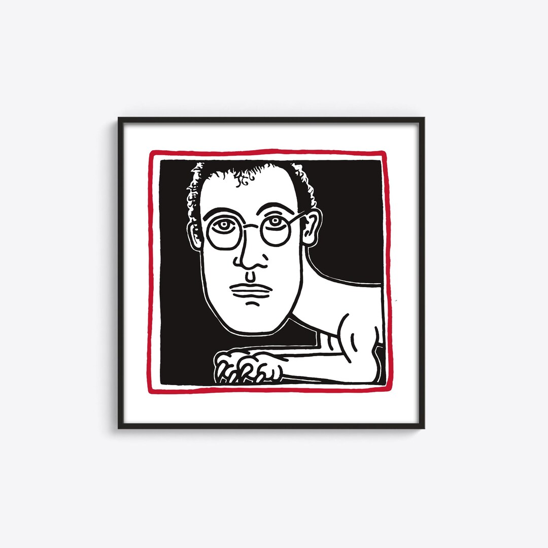 Keith Haring: Self Portrait 1985 (invitation to Palladium Dinner ...