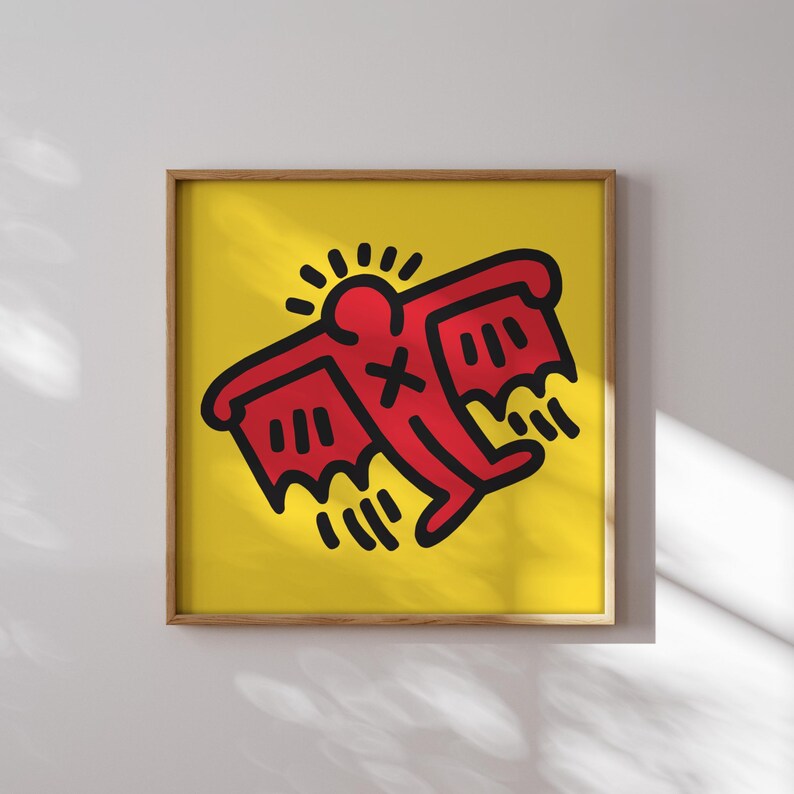 Keith Haring: Flying Devil 1990, Keith Haring Art, Square Wall Art ...