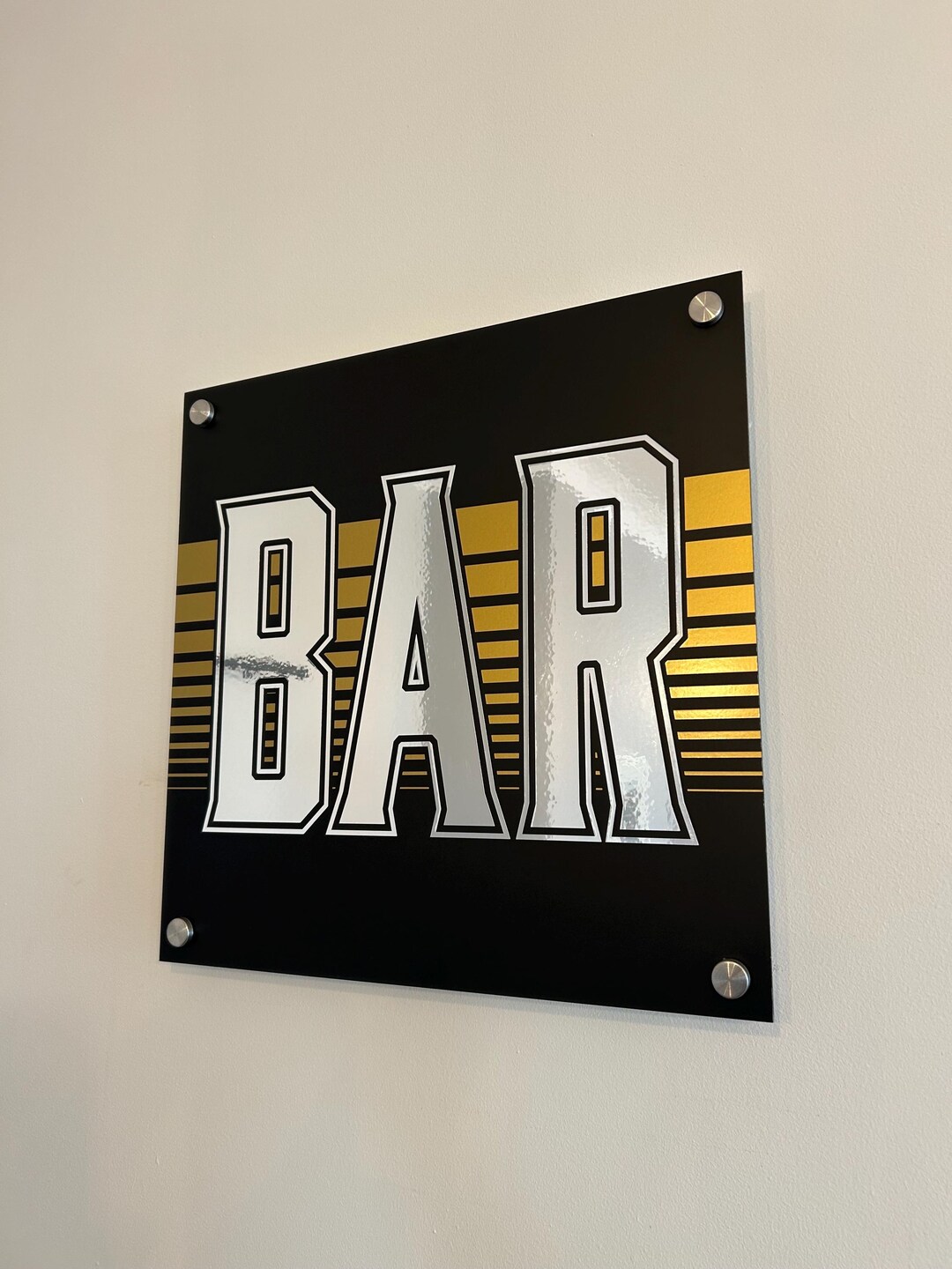 Bar Sign Wall Art | Bar Decor Wall Frame Contemporary Bar Art Shiny Bar ...
