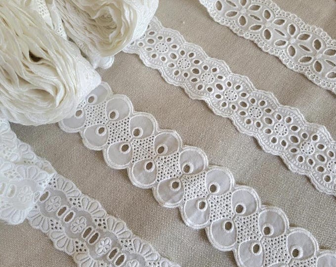 Eyelet Lace Trim | Soft Cotton Fabric | Delicate Cutout Design for ...
