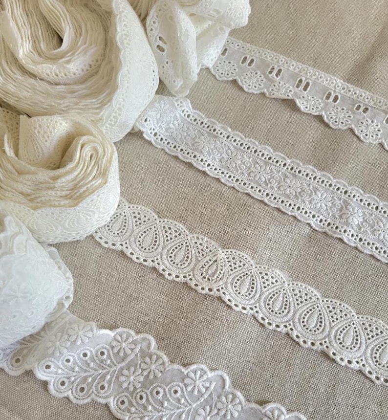 Off-white Cotton Lace Trim: Floral Embroidery, Sewing & Crafts - Etsy