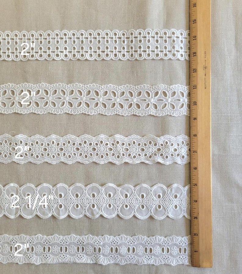 Eyelet Lace Trim | Soft Cotton Fabric | Delicate Cutout Design for ...