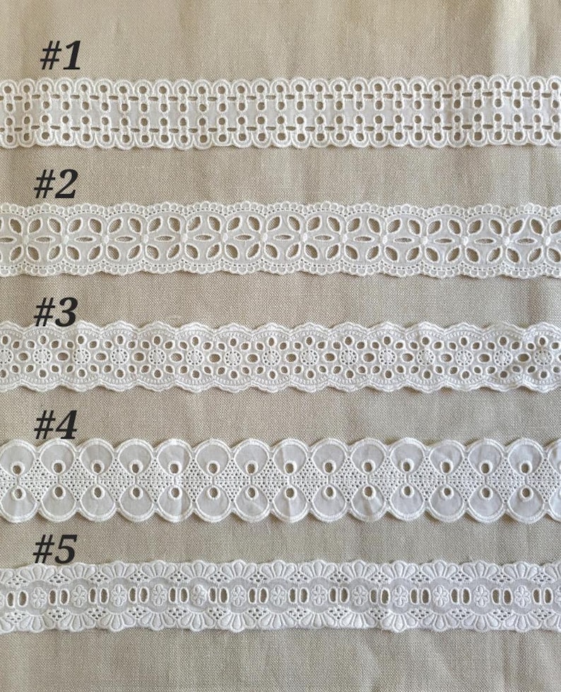 Eyelet Lace Trim | Soft Cotton Fabric | Delicate Cutout Design for ...
