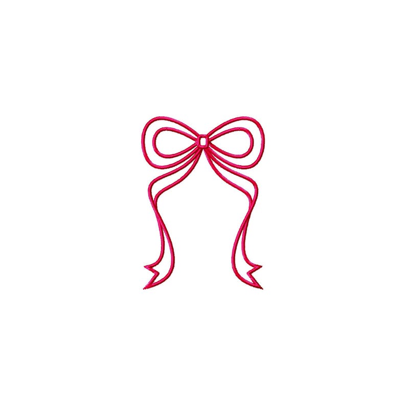 Coquette Bow Outline Ribbon Satin Stitch File Machine Embroidery Design ...