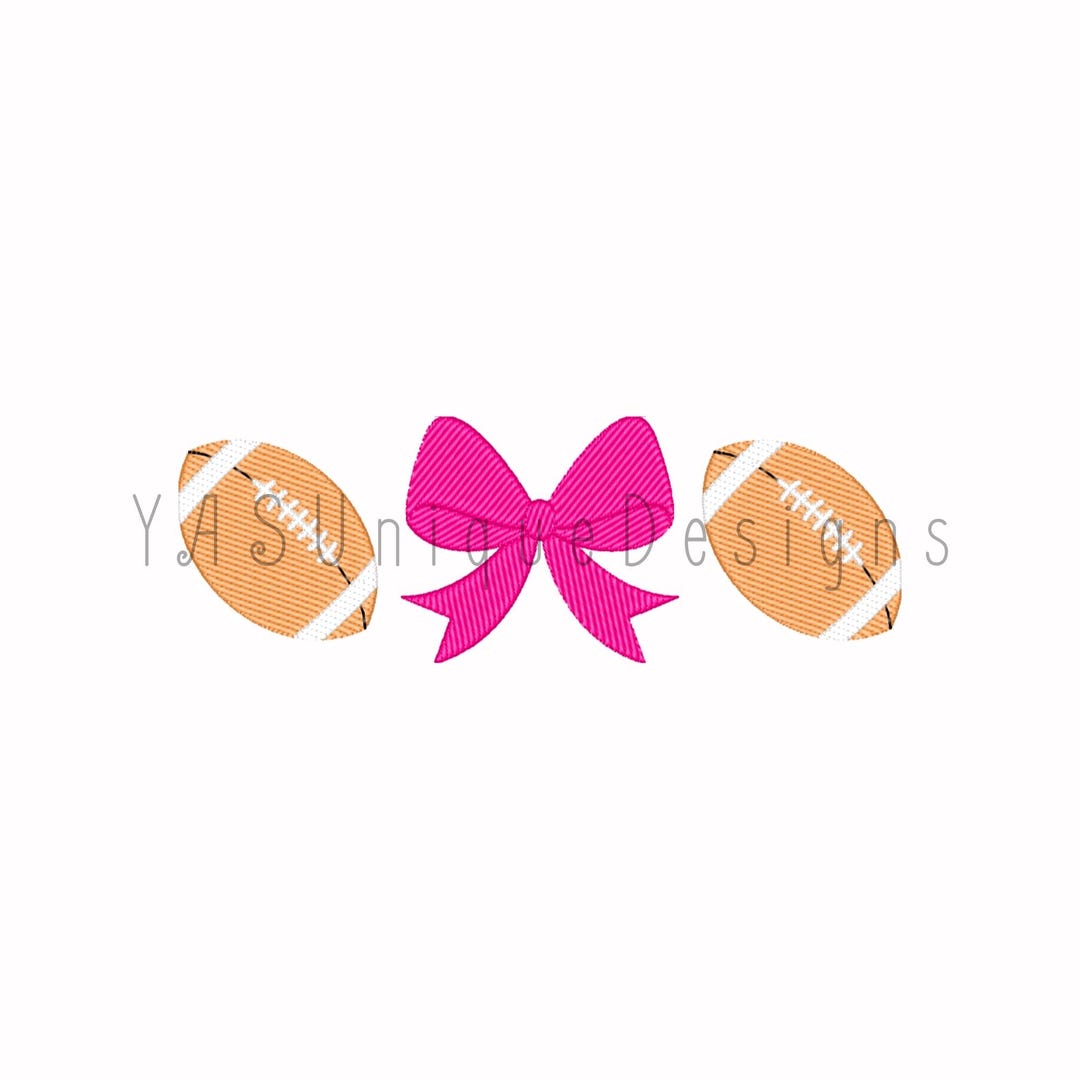 Football Bow Sports Fill Stitch File Machine Embroidery Design (instant ...