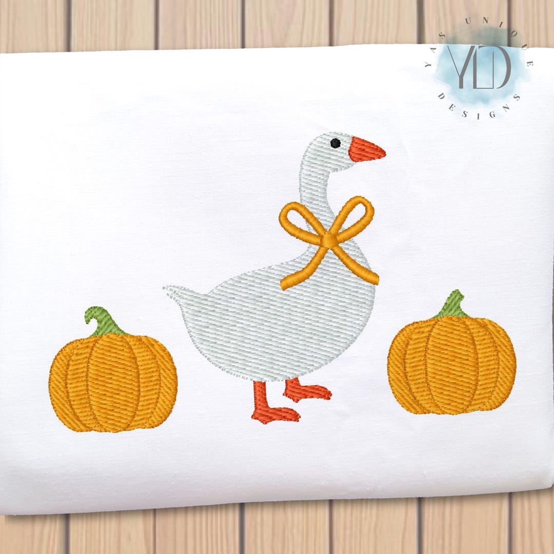 Goose Pumpkin Embroidery Design, 9 Sizes, Autumn Goose Pumpkin Fall ...
