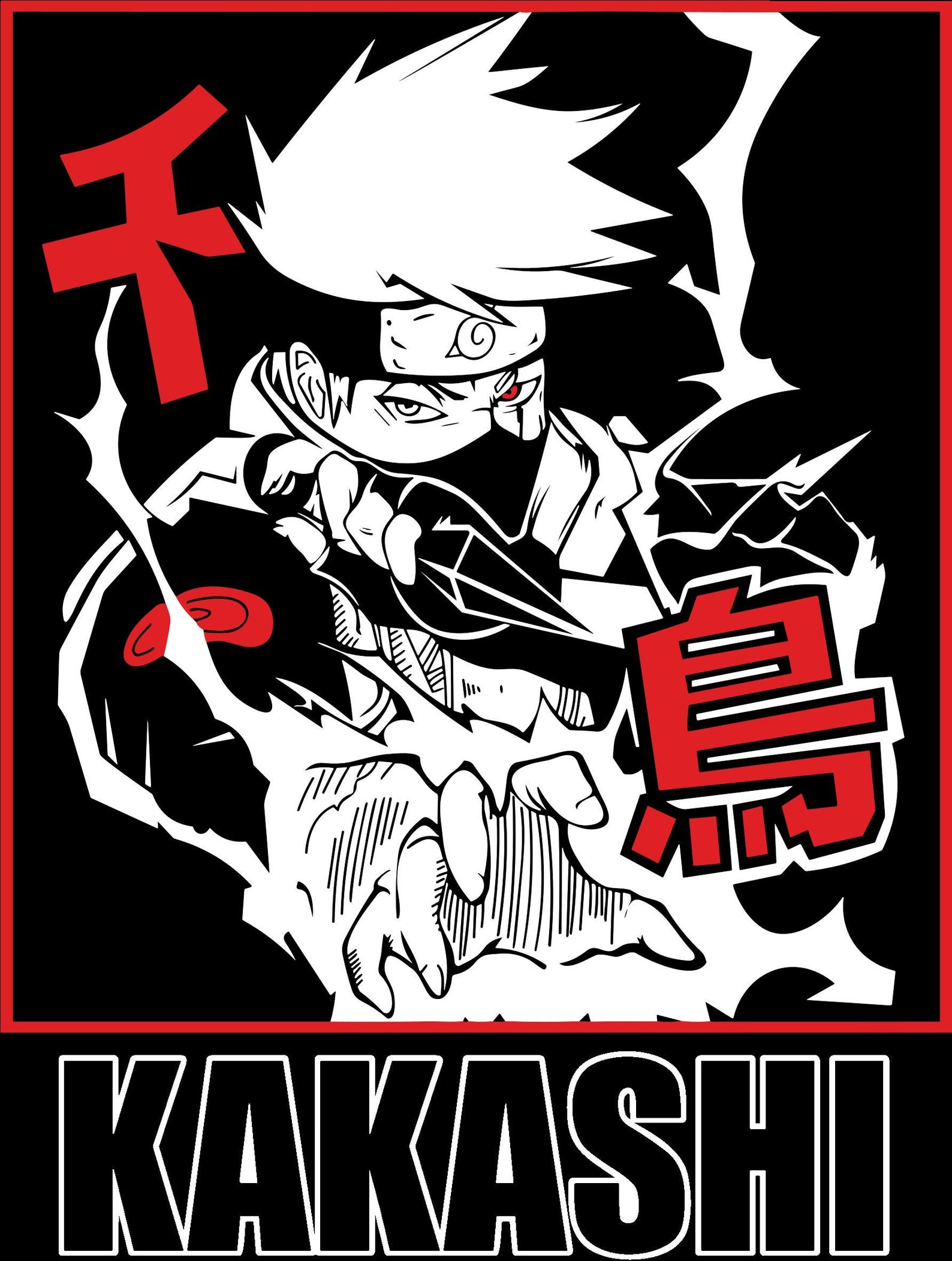 Kakashi Hatake Poster Anime Wall Art Naruto Gift for Fans Japanese ...