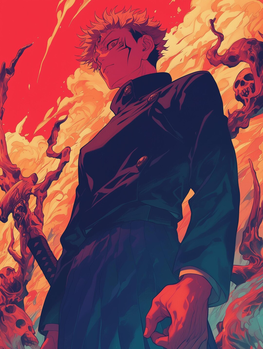 Yuji Itadori Anime Poster | Jujutsu Kaisen Wall Art | Premium Quality ...