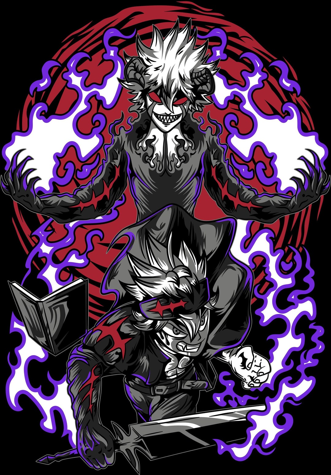 Black Clover Devil Union Mode Poster | Gray Asta Anime Wall Art | High ...