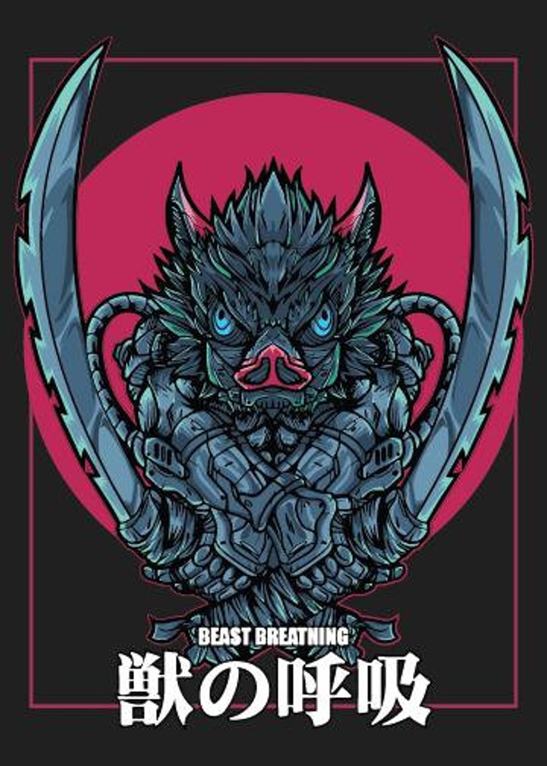 Inosuke Hashibira Poster | Demon Slayer Wall Art | Boar Head Samurai ...