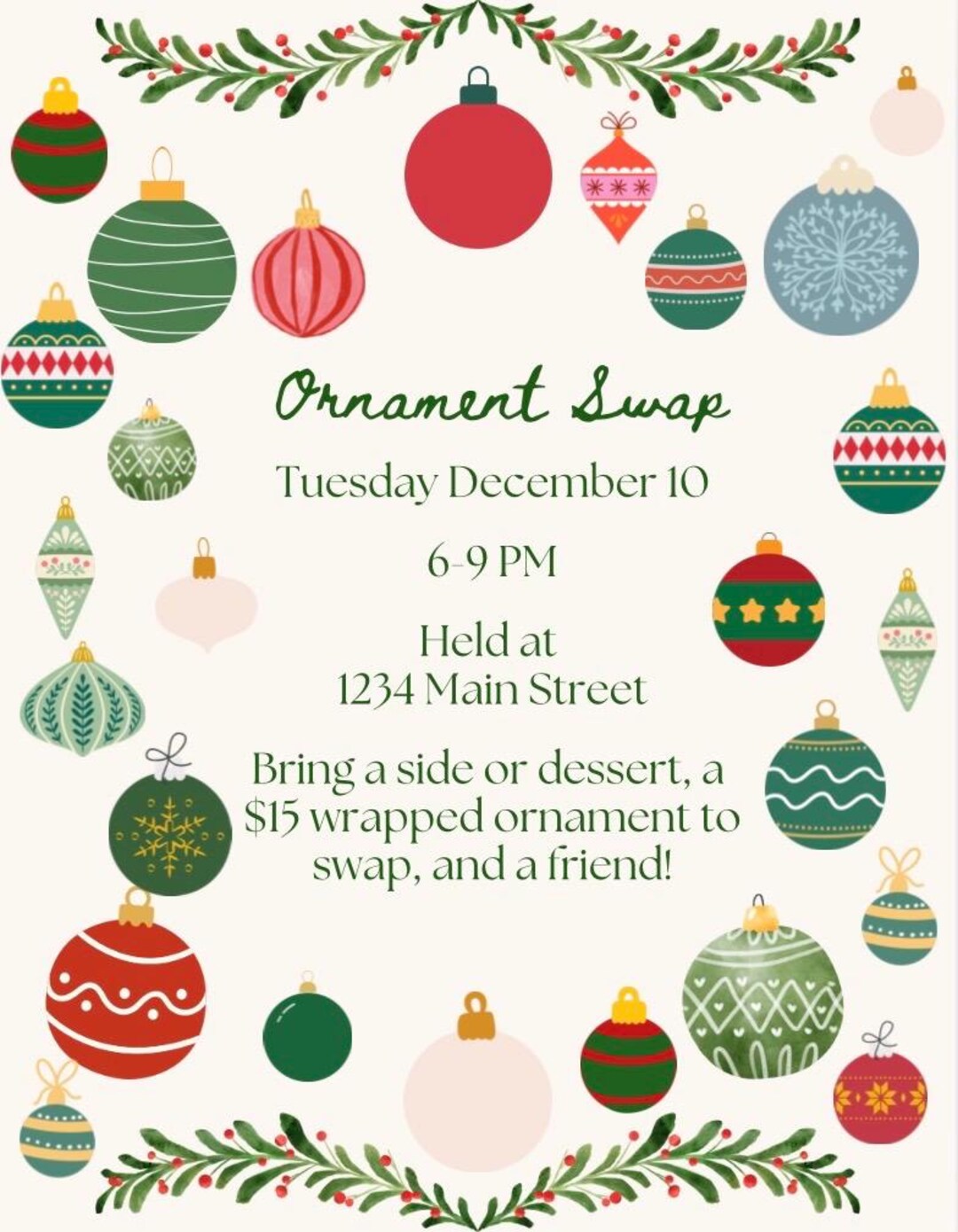Customizable Holiday Ornament Swap Invitation - Etsy