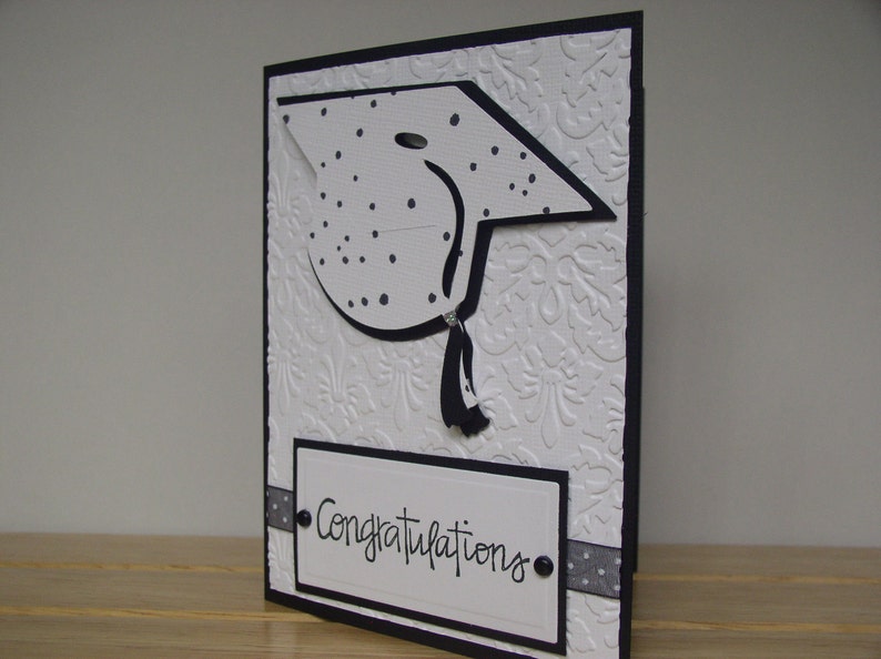 Congratulations Graduate in Black and White, Handmade Card - Etsy