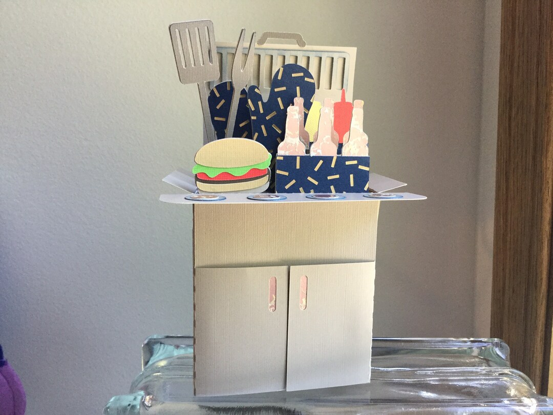 BBQ Grill Box Card- Happy Birthday, Handmade Card and Envelope - Etsy