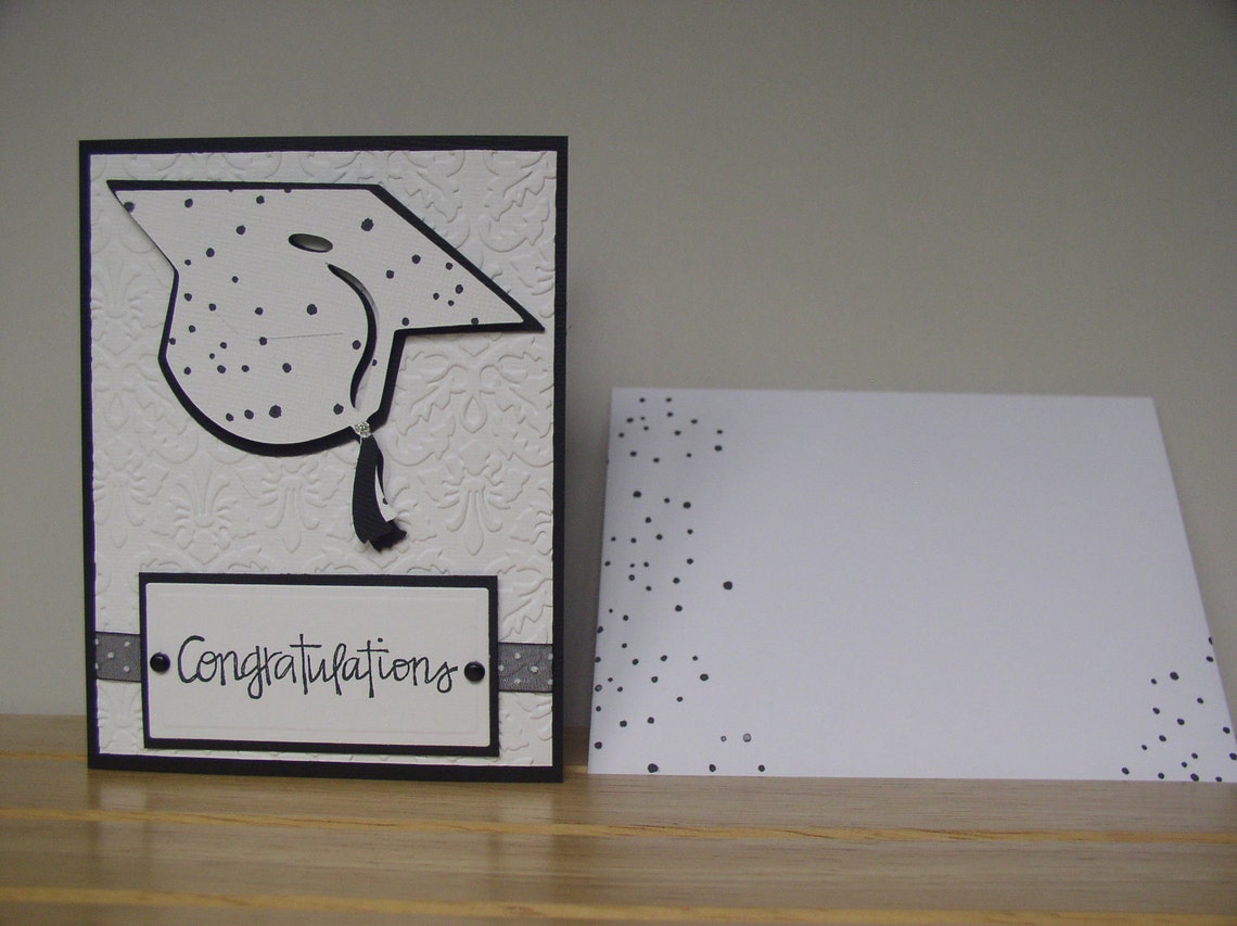 Congratulations Graduate in Black and White, Handmade Card - Etsy