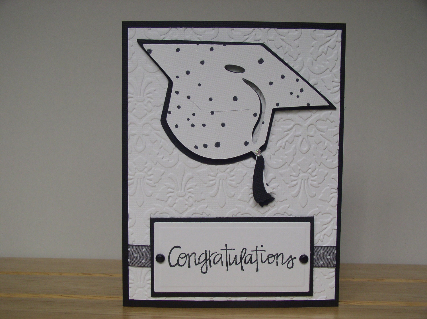 Congratulations Graduate in Black and White, Handmade Card - Etsy