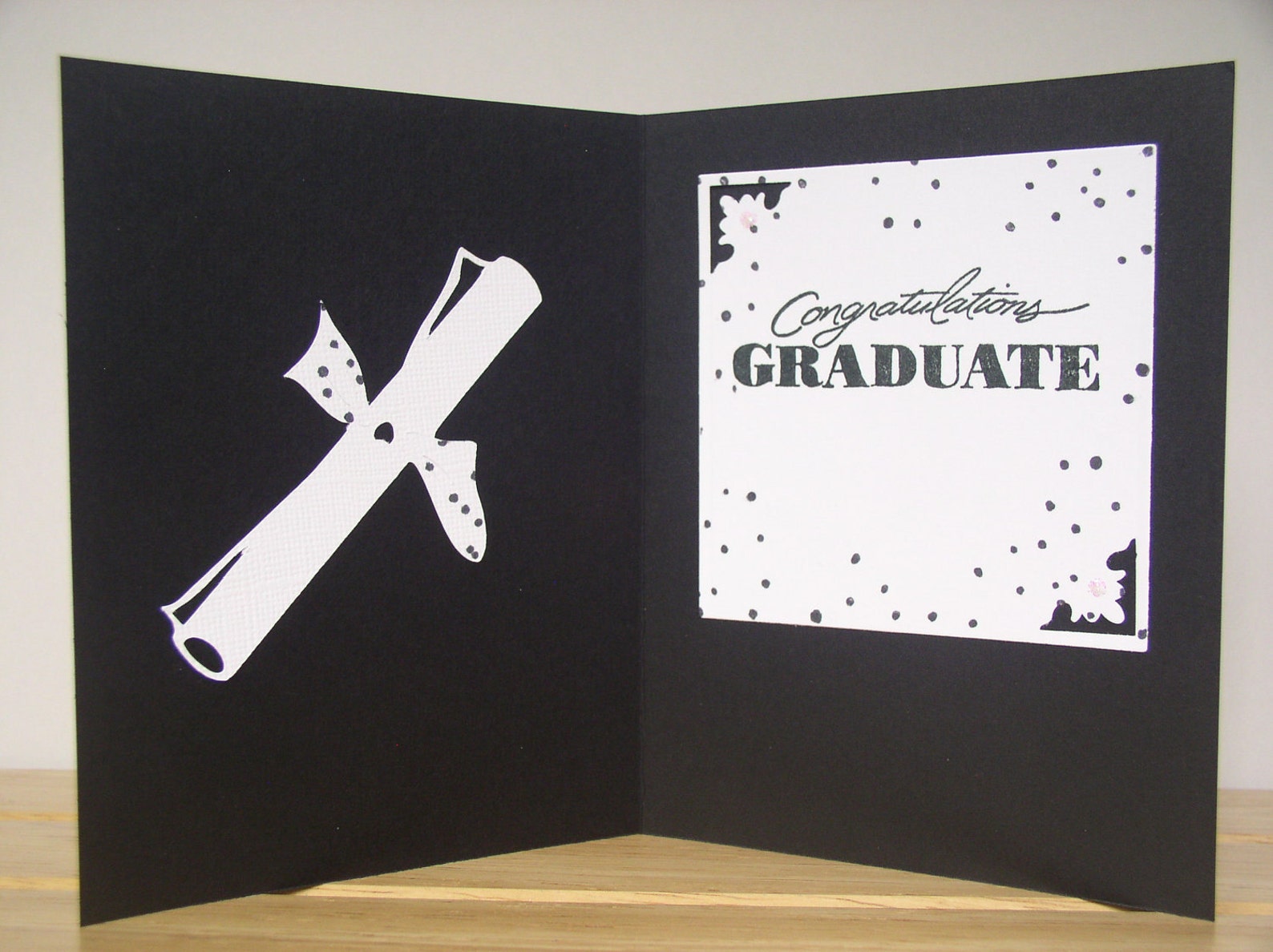 Congratulations Graduate in Black and White, Handmade Card - Etsy