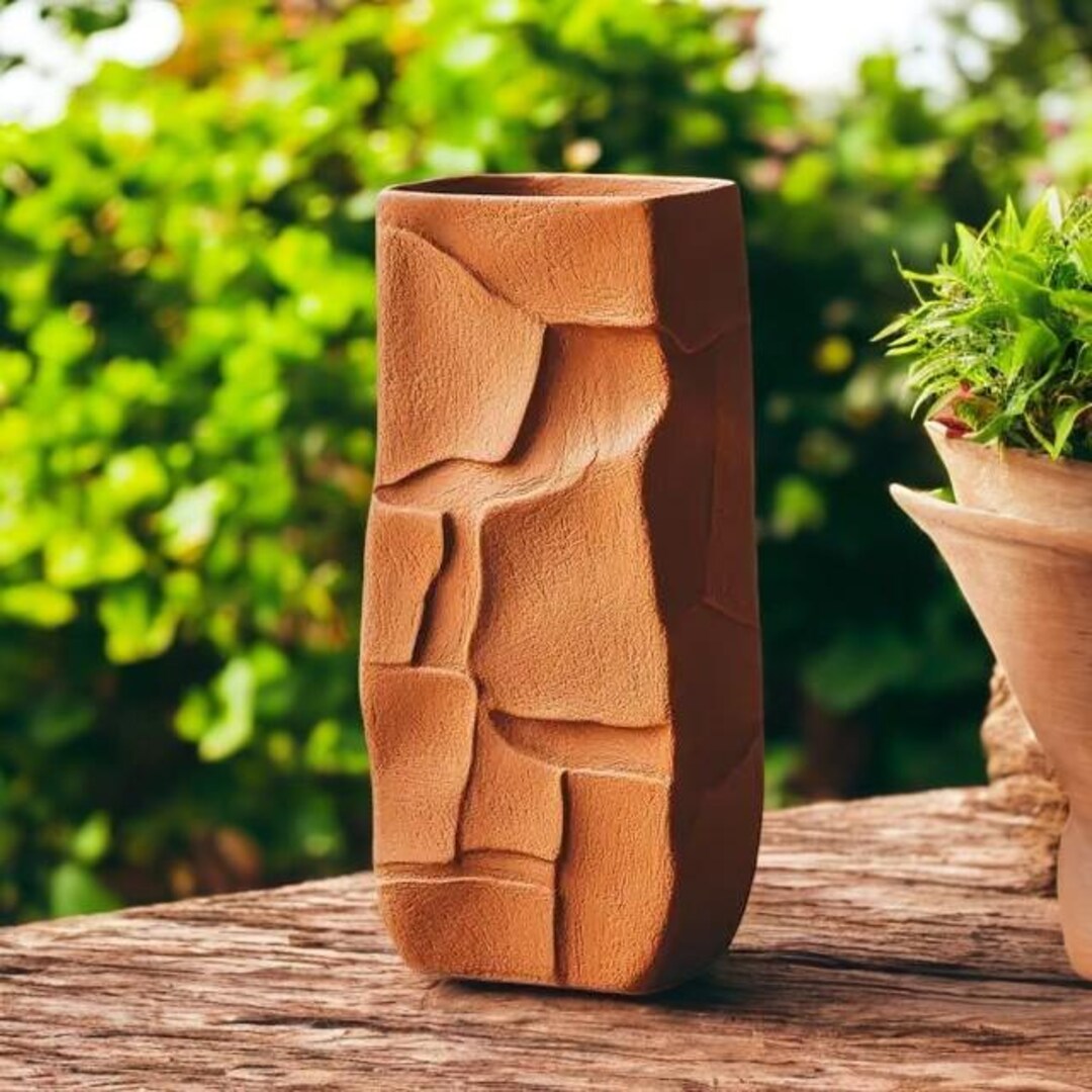 Clay Textured Vase 3D Printed Vase for Dried Flowers Contemporary Home ...