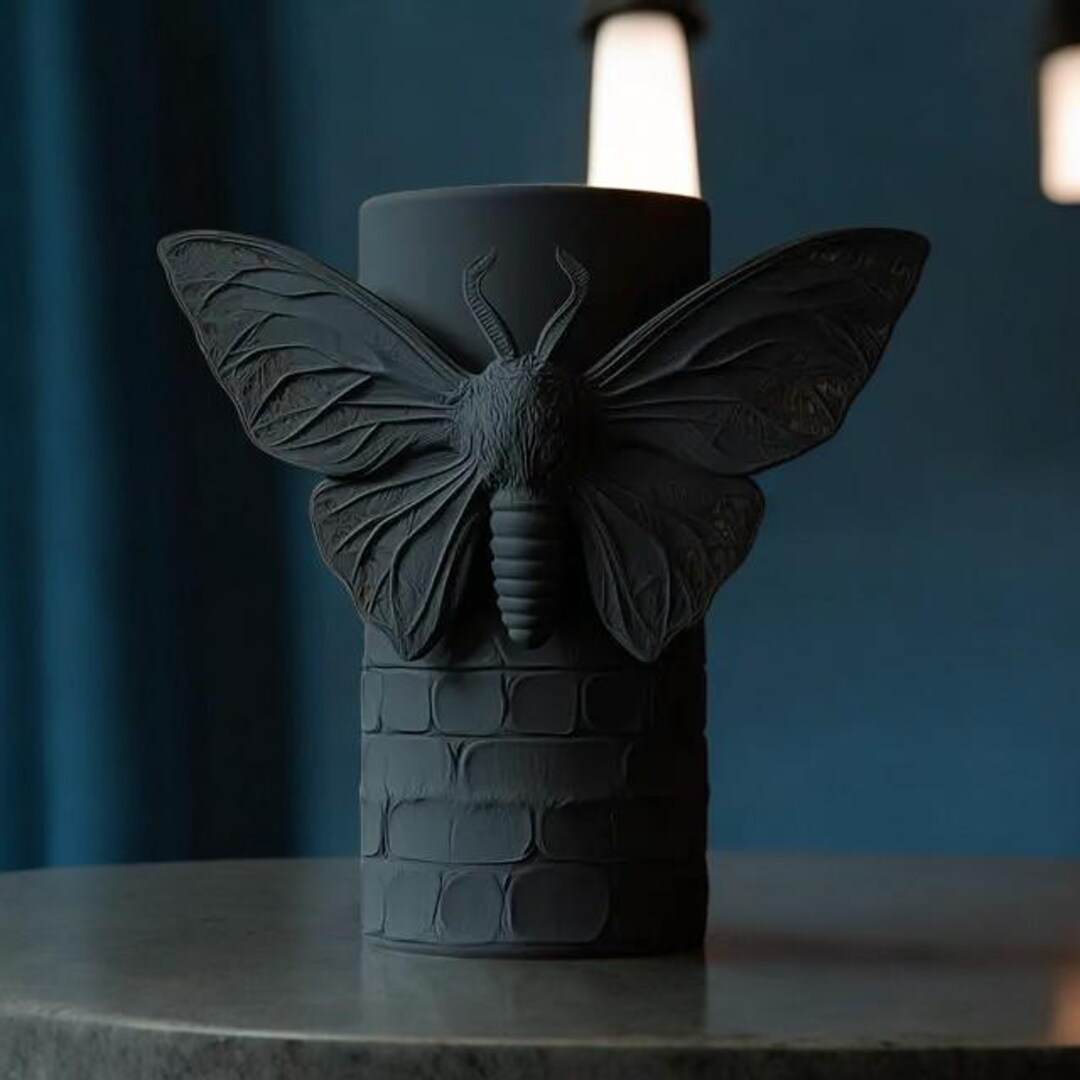 Black Moth Vase - Gothic Home Decor, Nature-inspired Artistic Vase ...
