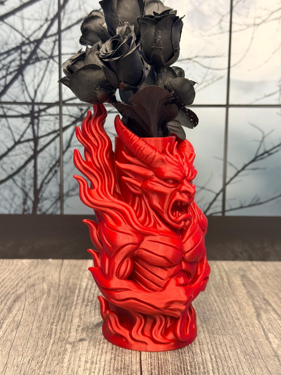 Infernal Bloom Vase – Gothic Demon Flame Vase | Dark Fantasy Decor ...