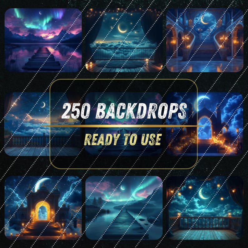 250 Midnight Backdrops, Fantasy Digital Backgrounds, Celestial Dream ...