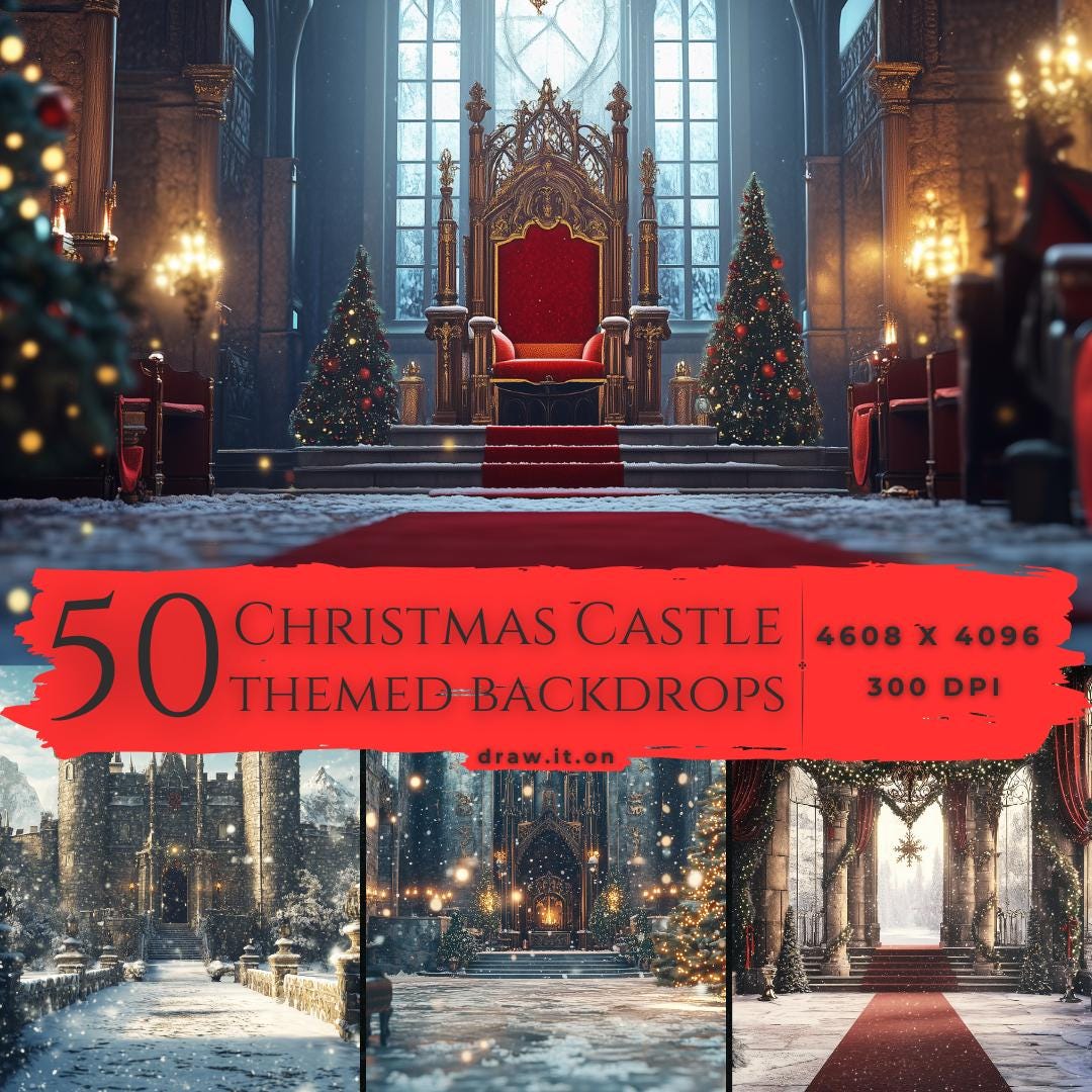 50 Christmas Digital Backdrops Bundle, Festive Holiday Background for ...