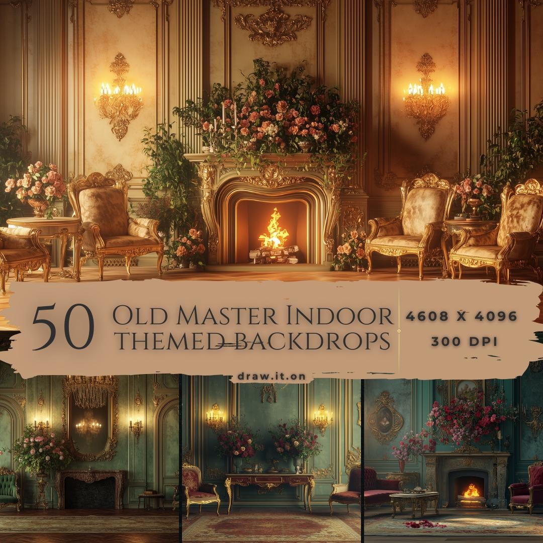 50 Old Master Backgrounds, Studio Backdrop, Studio Overlays, Digital ...