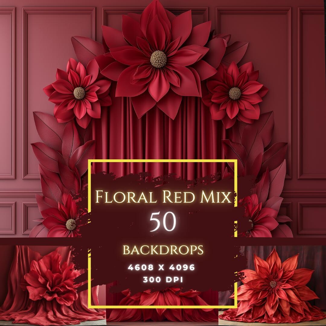 50 Romantic Backdrops, Studio Backdrop, Floral Backdrops, Digital Fine ...
