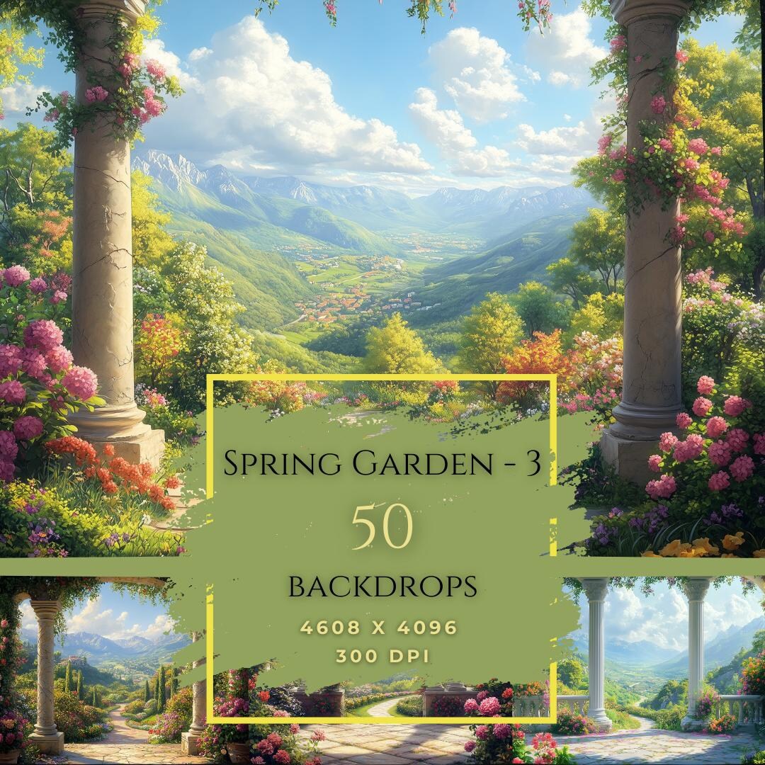 50 Spring Digital Backgrounds Photography, Easter Digital Backdrops ...