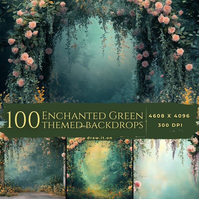 100 Enchanted Green Garden Backdrops, Nature Photography Overlays, Lush ...