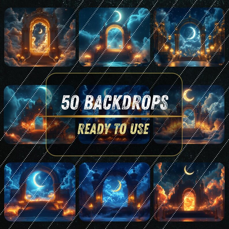 50 Midnight Backdrops, Fantasy Digital Backgrounds, Celestial Dream ...