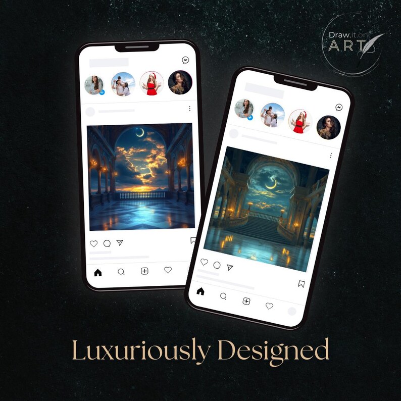 50 Night Landscape Backdrops, Digital Night Sky Backgrounds, Scenic ...