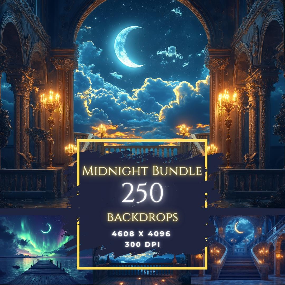 250 Midnight Backdrops, Fantasy Digital Backgrounds, Celestial Dream ...