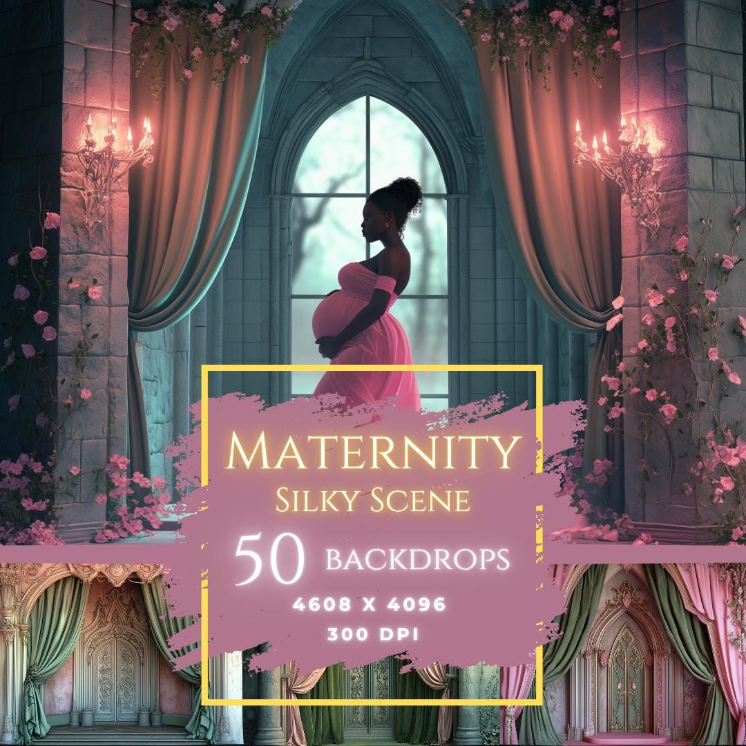 Floral Maternity Digital Backdrop With Flowy Fabric – Flower Texture ...
