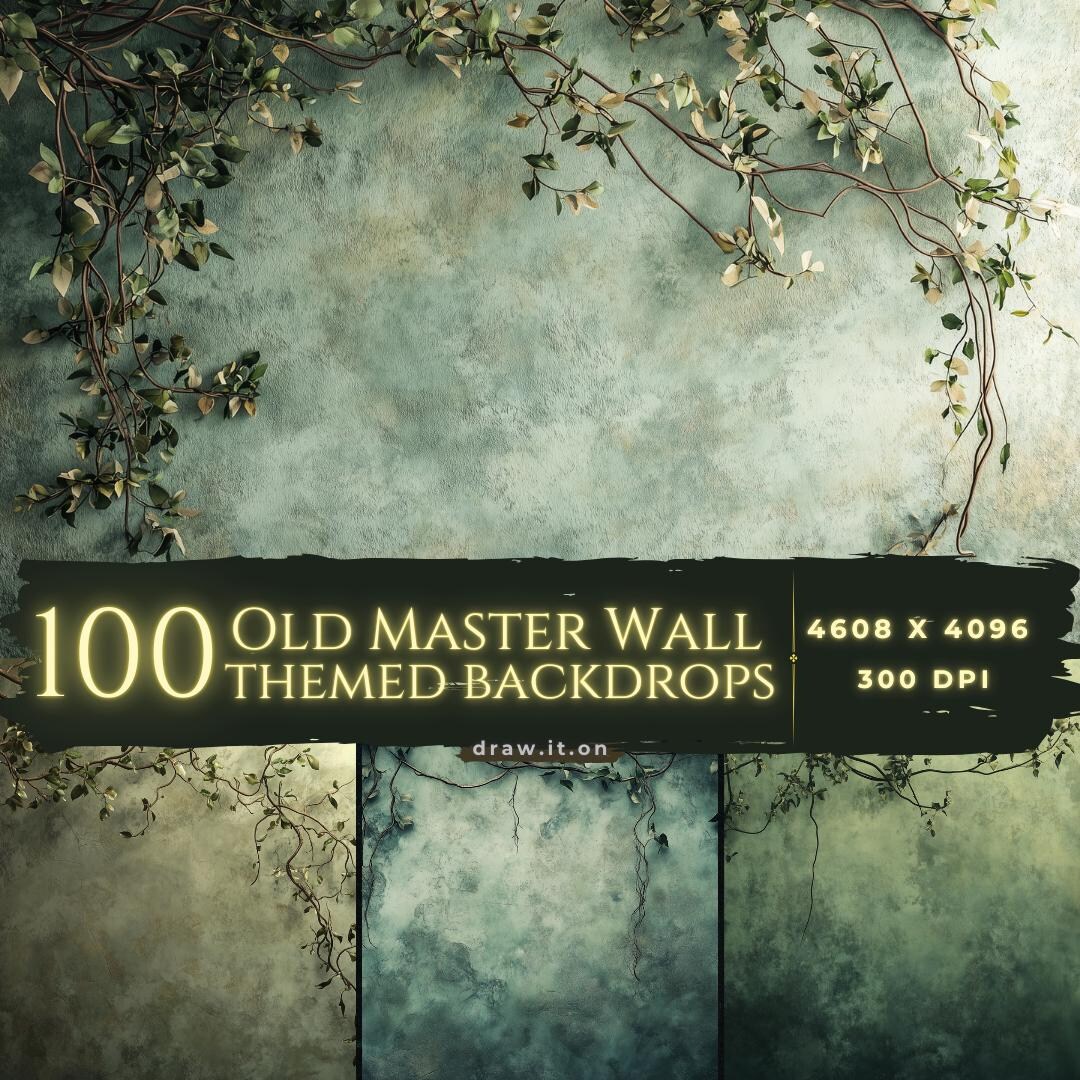 100 Old Master Backgrounds, Studio Backdrop, Studio Overlays, Digital ...