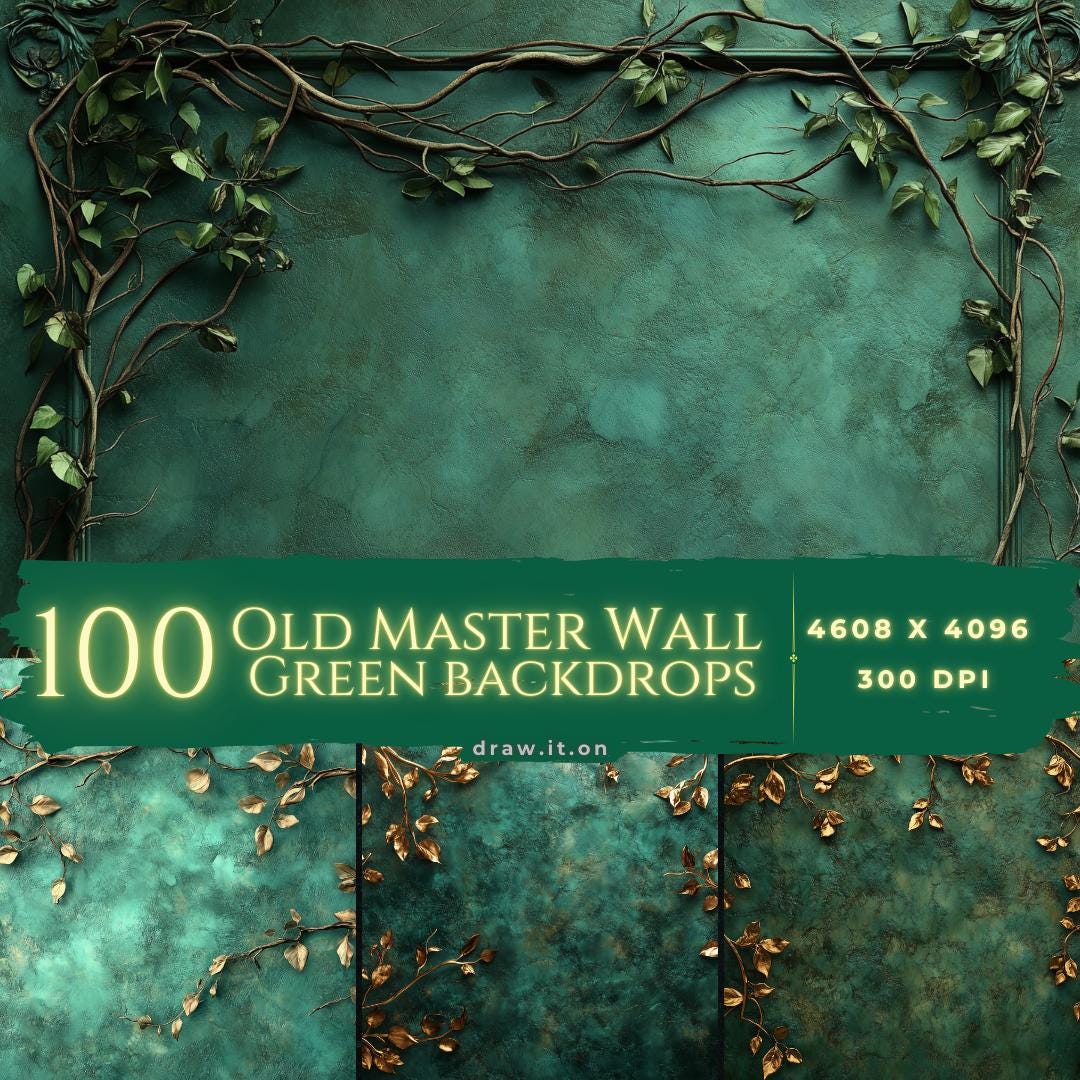 100 Old Master Backgrounds, Studio Backdrop, Studio Overlays, Green ...