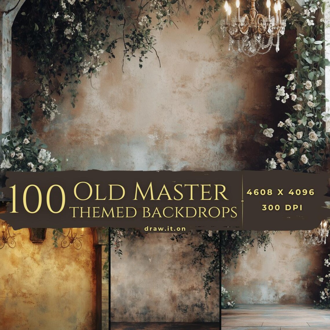 100 Old Master Backgrounds, Studio Backdrop, Studio Overlays, Digital ...