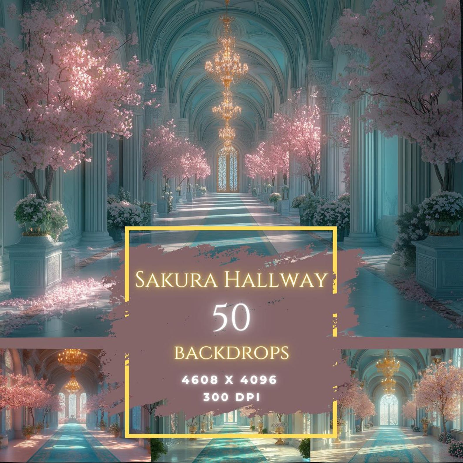 50 Sakura Backdrops, Cherry Blossom Digital Backgrounds, Floral ...