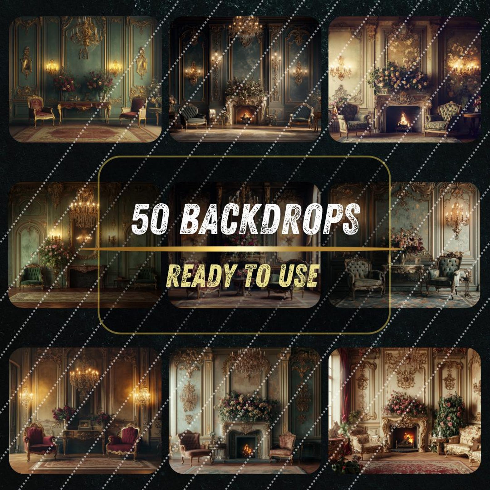 50 Old Master Backgrounds, Studio Backdrop, Studio Overlays, Digital ...