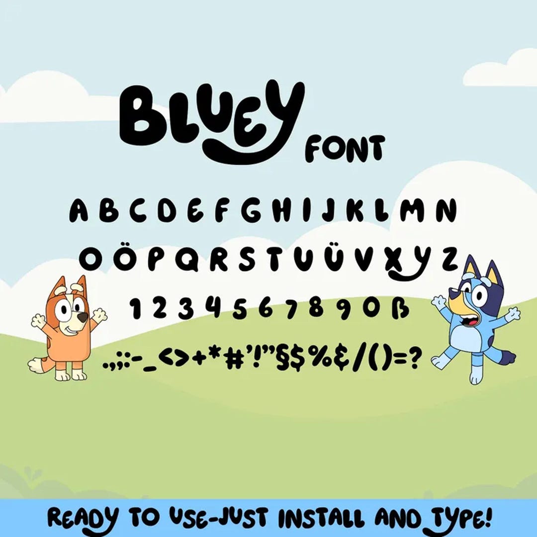 Bluey Font Font Cricut I Children's Font Instant Download I Bluey Logo ...