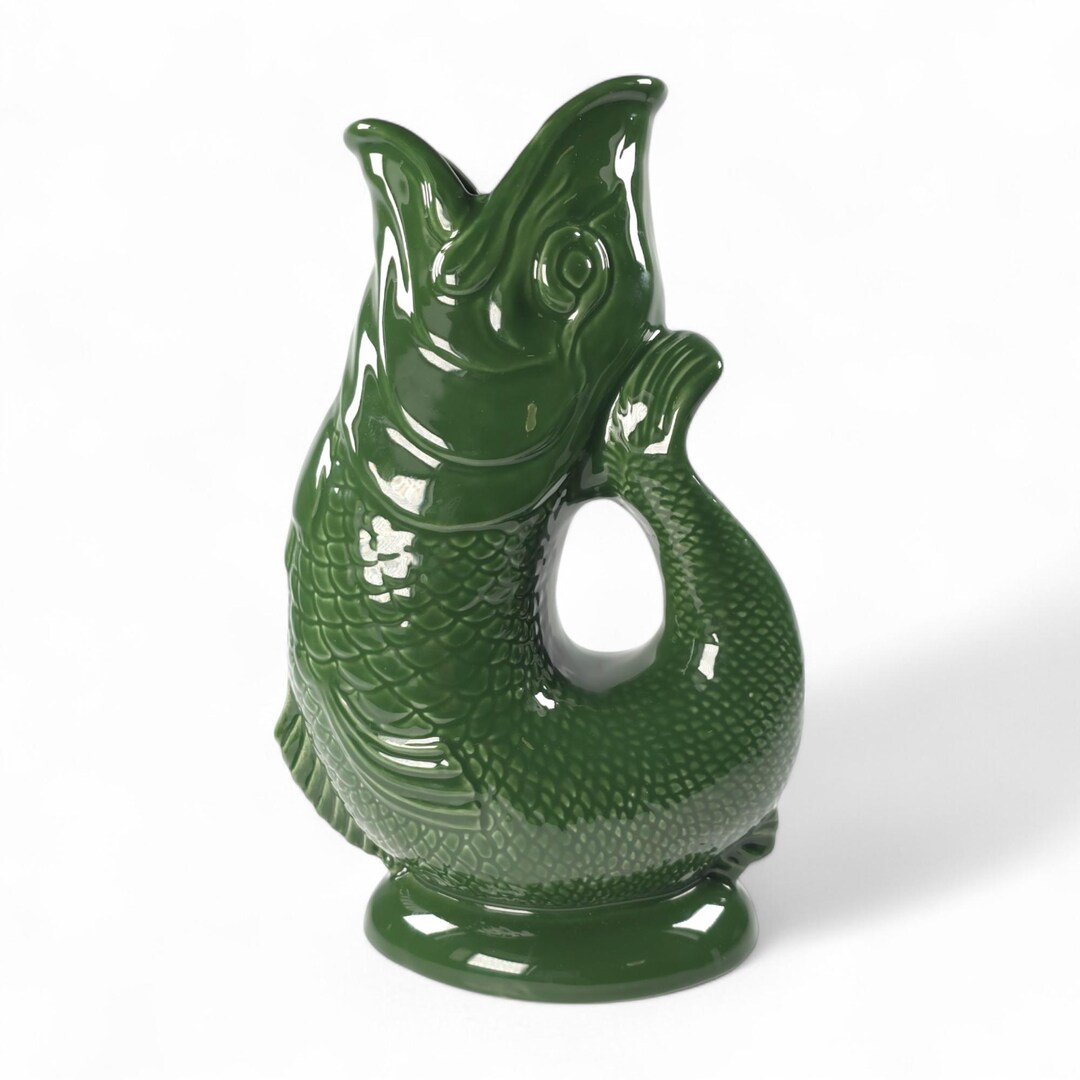 Vintage Wade Ceramic Fish Gluggle Jug - Dark Green - Etsy