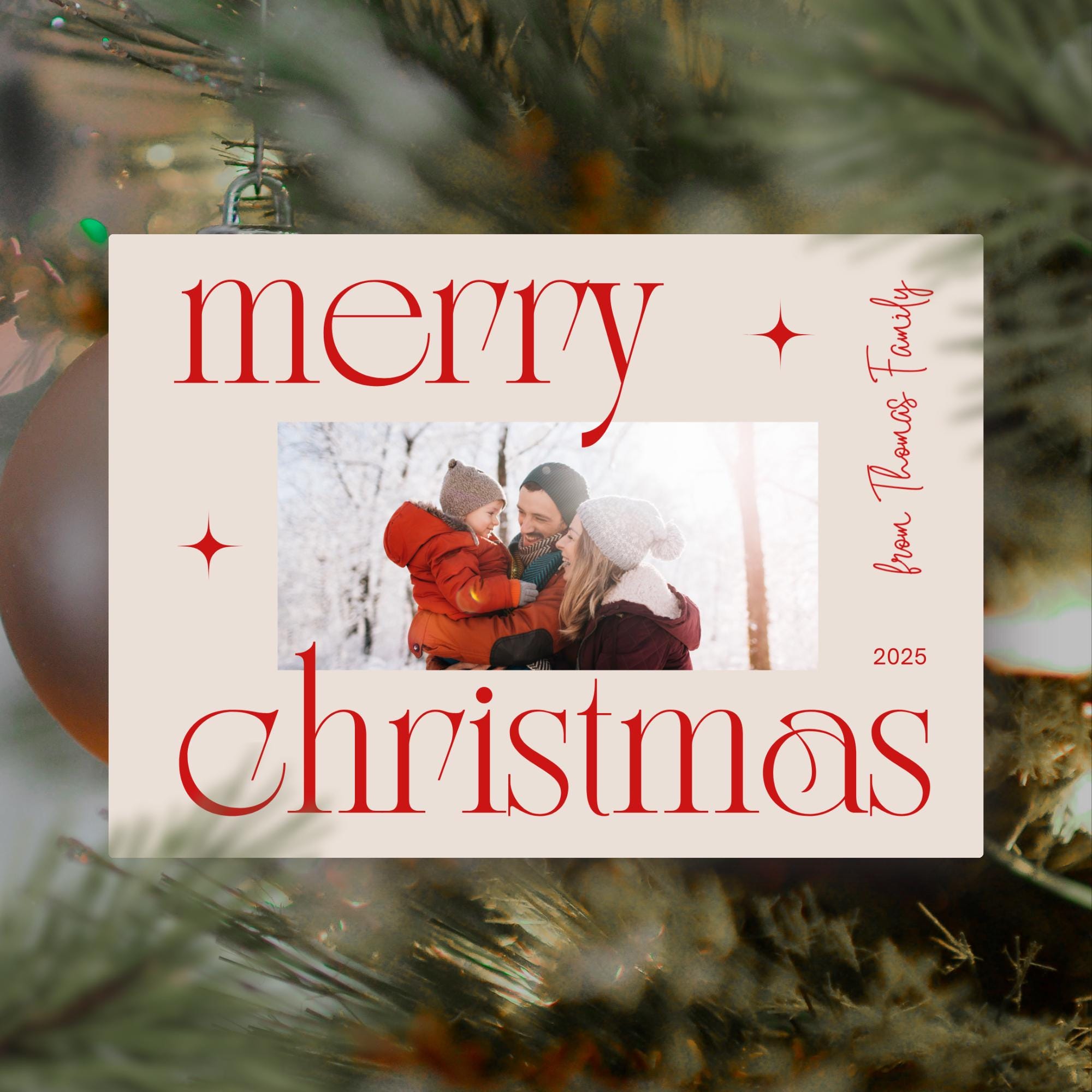 Editable Minimalist Christmas Horizontal Postcard Template for Canva ...