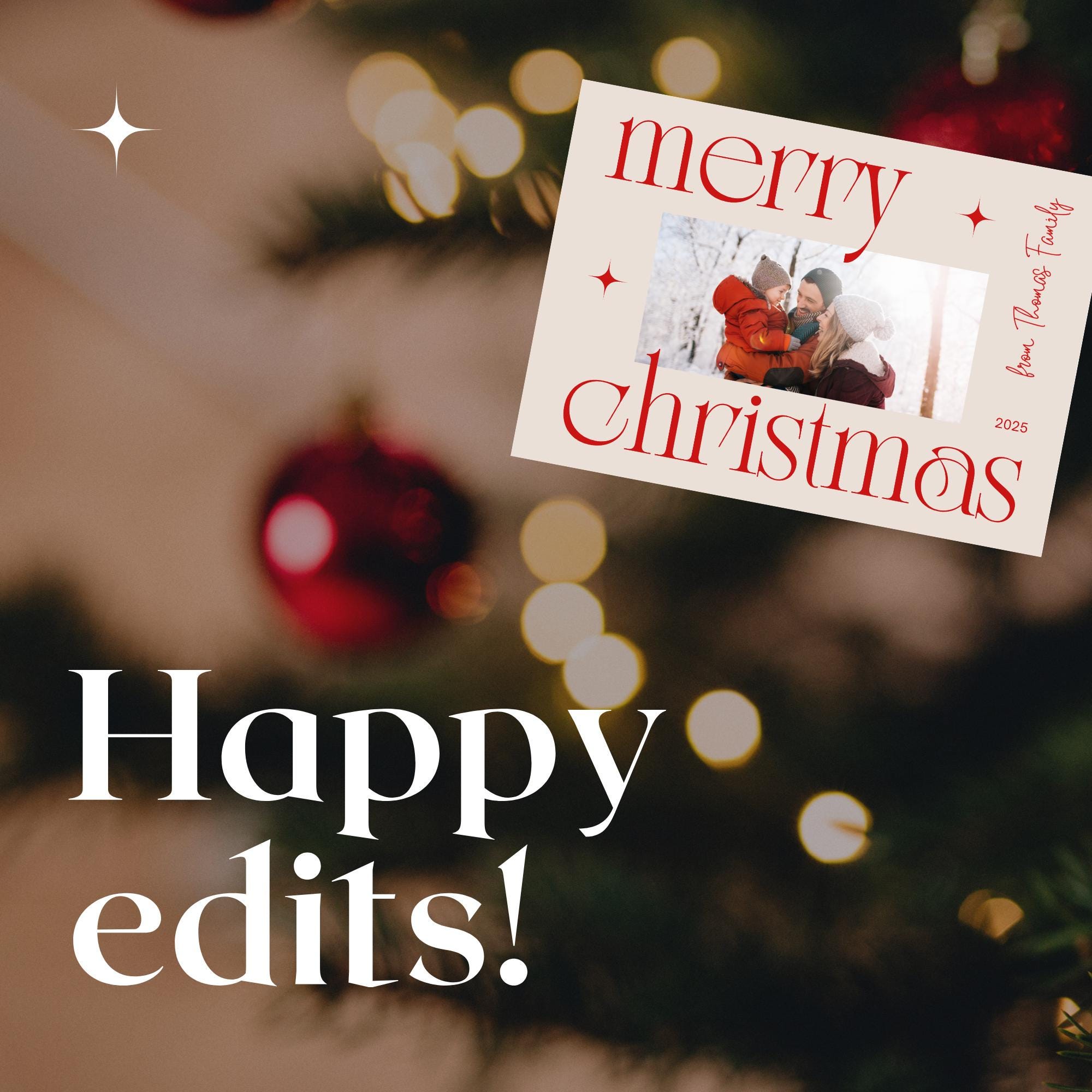 Editable Minimalist Christmas Horizontal Postcard Template for Canva ...