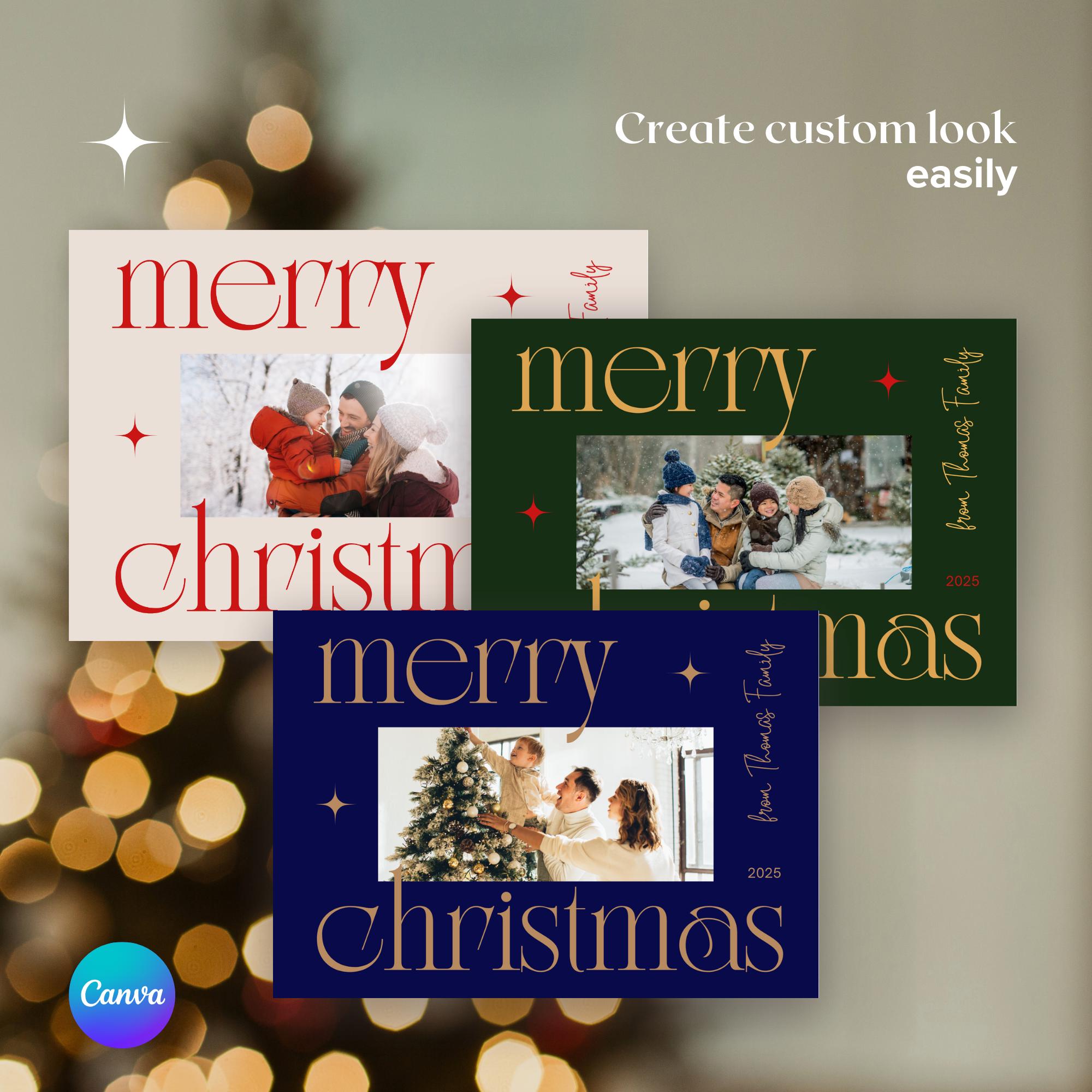 Editable Minimalist Christmas Horizontal Postcard Template for Canva ...