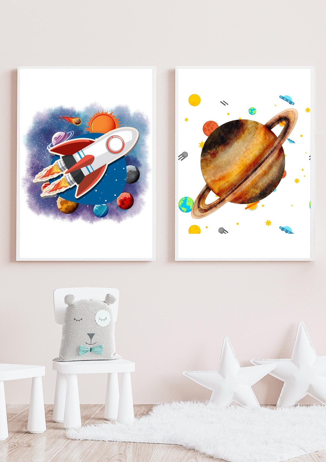 Space Themed Kids Playroom Bundle Wall Art, Room Art, Classroom Decor ...